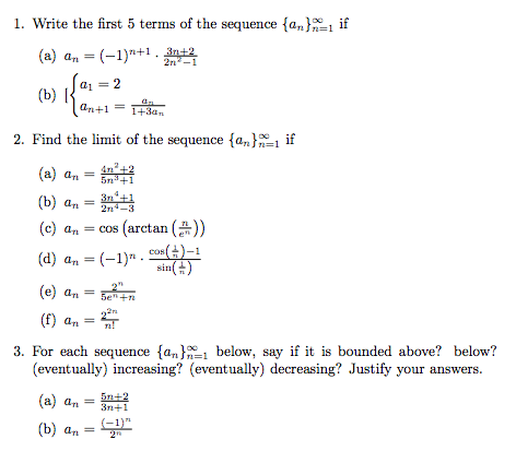 Solved 1. Write the first 5 terms of the sequence tanta 1 if | Chegg.com