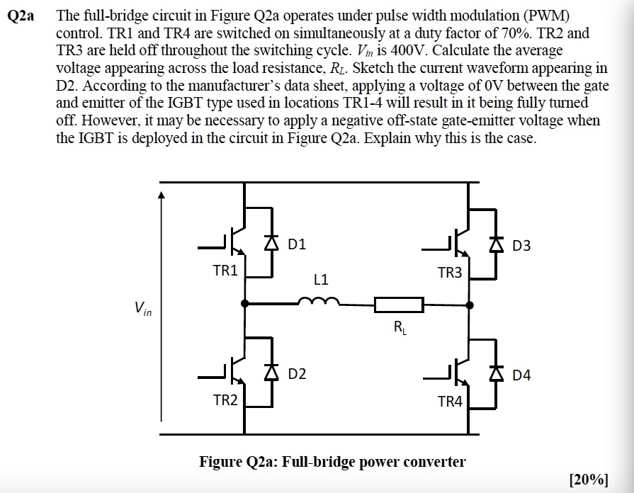 Solved Q2a The full-bridge circuit in Figure Q2a operates | Chegg.com
