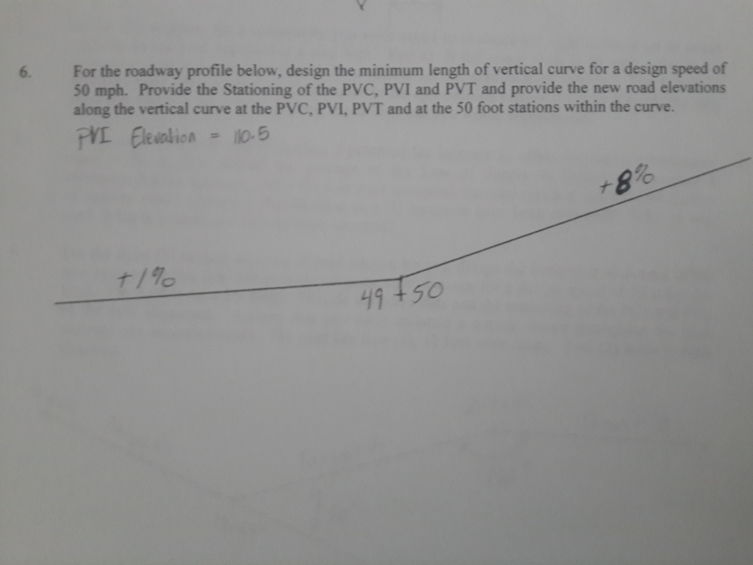 For the roadway profile below, design the minimum | Chegg.com