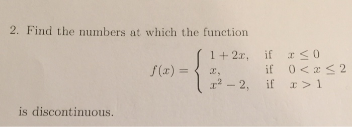 Solved Find the numbers at which the function is | Chegg.com