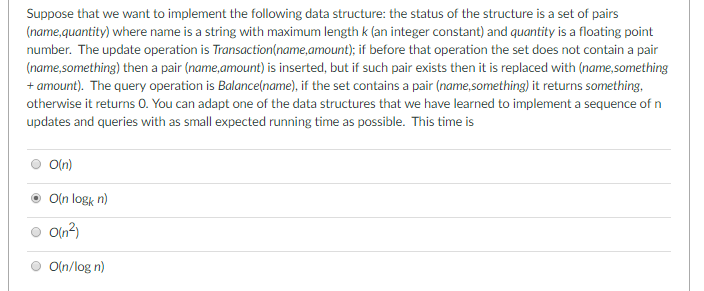 Solved Suppose that we want to implement the following data | Chegg.com