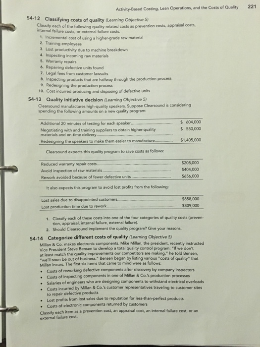 Solved Classifying costs of quality (Learning Objective 5) | Chegg.com