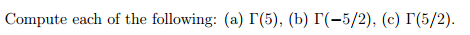 Solved Compute each of the following: Gamma (5), Gamma | Chegg.com
