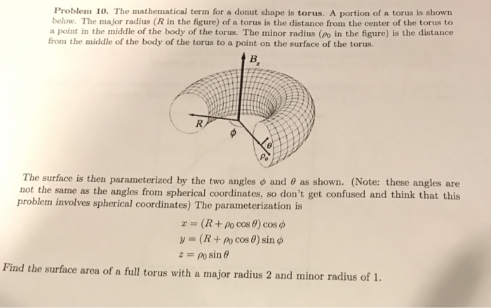 Solved The mathematical term for a donut shape is torus. A | Chegg.com