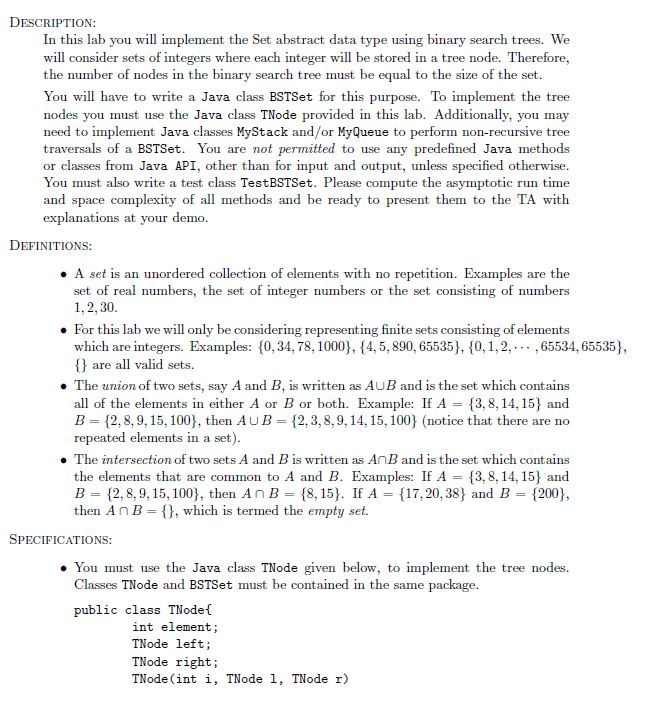 Solved Description In This Lab You Will Implement The Set 