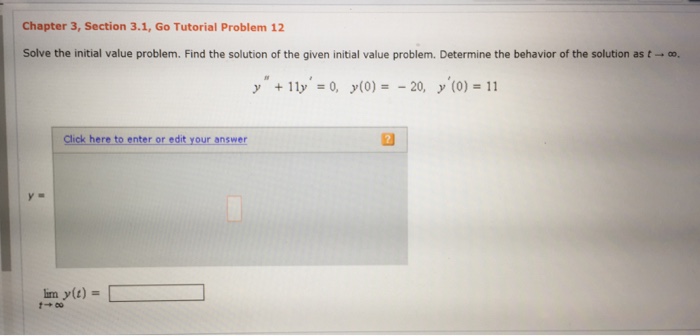 Solved Solve the initial value problem. Find the solution of | Chegg.com