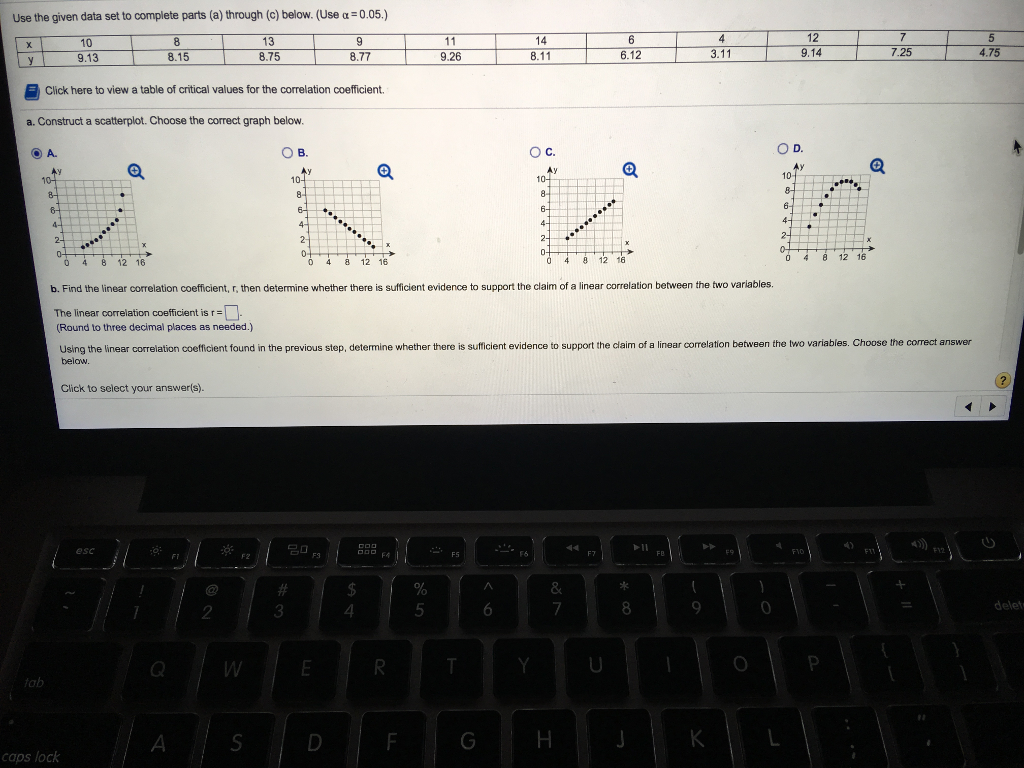 Solved Use the given data set to complete parts (a) through | Chegg.com