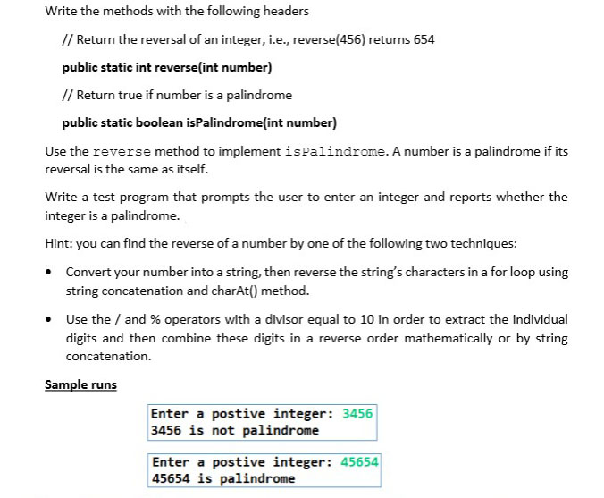 Solved Write the methods with the following headers Return | Chegg.com