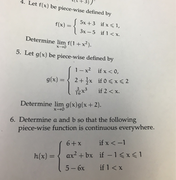 Solved Let f (x) be piece-wise defined by f(x) = {5x + 3 if | Chegg.com