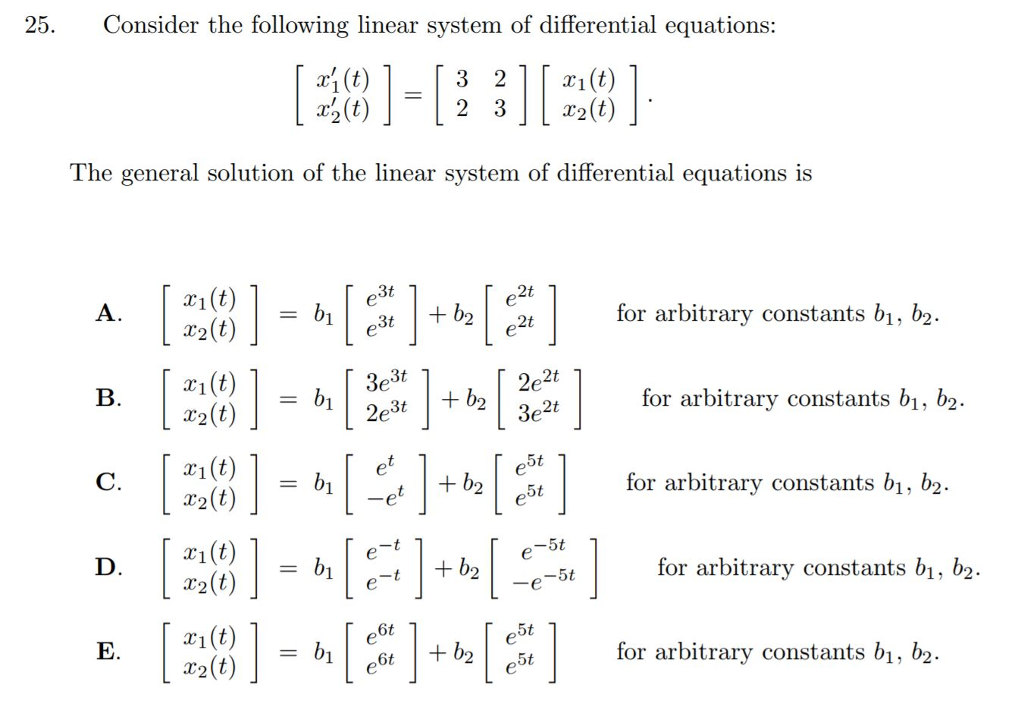 Solved 25. Consider the following linear system of | Chegg.com