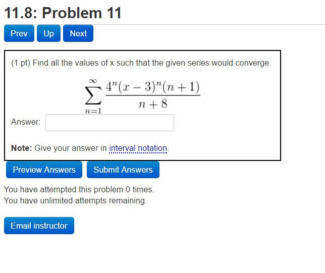 Solved Find all the values of x such that the given series | Chegg.com