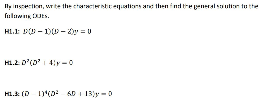 Solved By inspection, write the characteristic equations and | Chegg.com