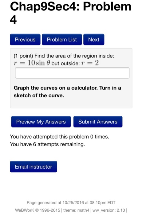Solved Find the area of the region inside: r = 10 sin theta | Chegg.com
