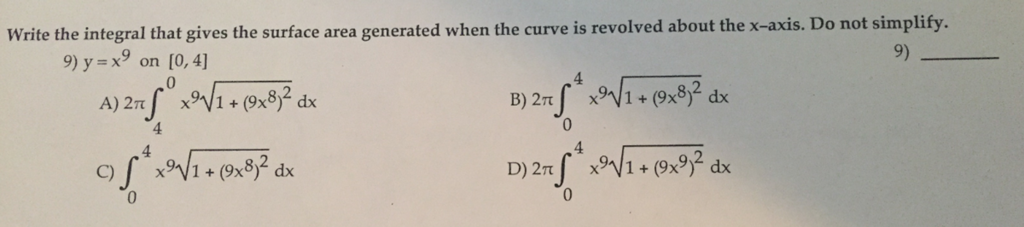 Solved Write the integral that gives the surface area | Chegg.com