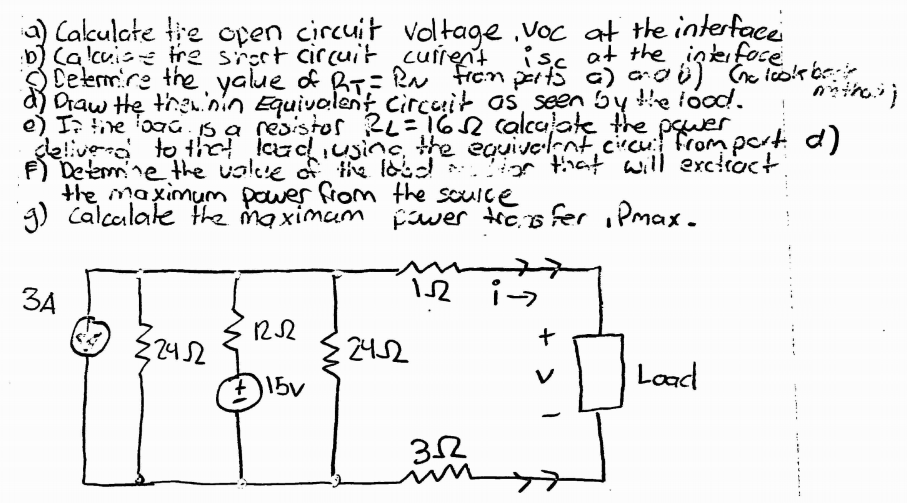 Solved a) Calculate the open circuit voltage, Voc at the | Chegg.com