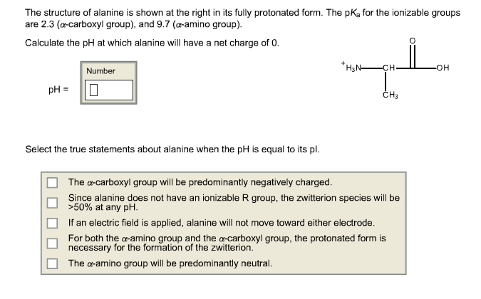 Solved The structure of alanine is shown at the right in its | Chegg.com