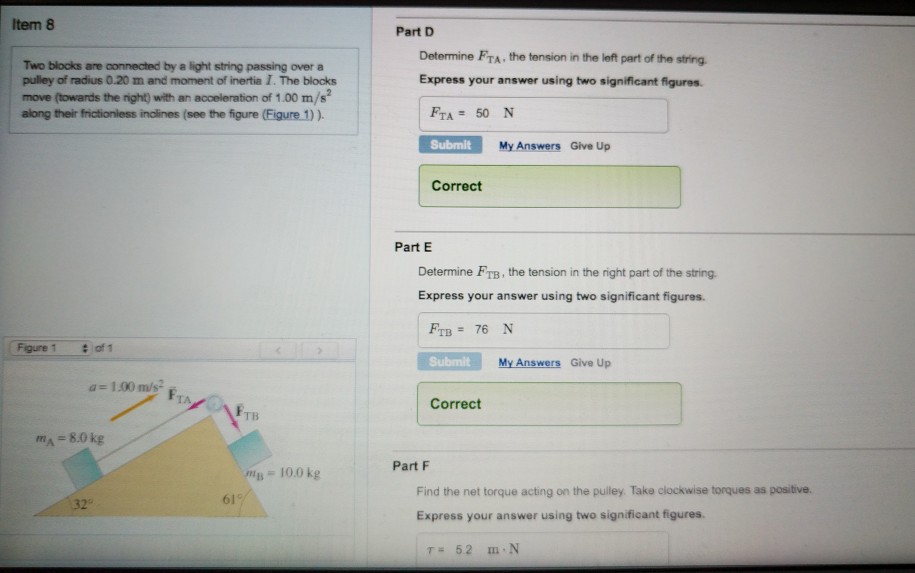 Solved Item 8 Part A Two blocks are connected by a light | Chegg.com