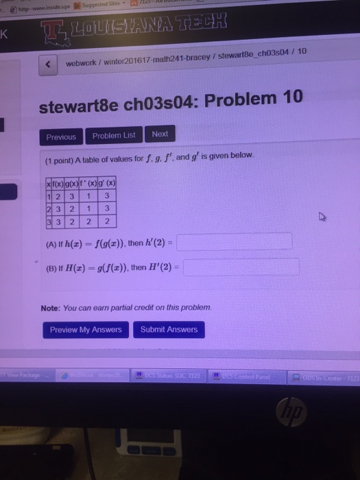 Solved A table of values for f, g, f', and g' is given below | Chegg.com