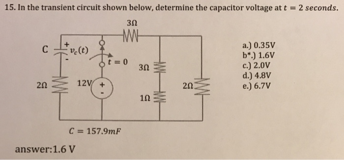Solved In the transient circuit shown below, determine the | Chegg.com