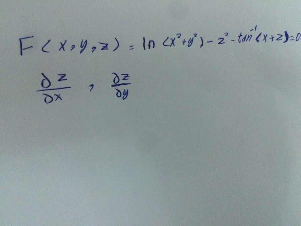 Solved F(x,y,z) = ln(x^2+y^2)-z^2-tani^-1(x+z)=0 Curly | Chegg.com