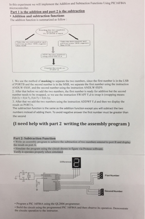 Solved In this experiment ew will implement the Addition and | Chegg.com