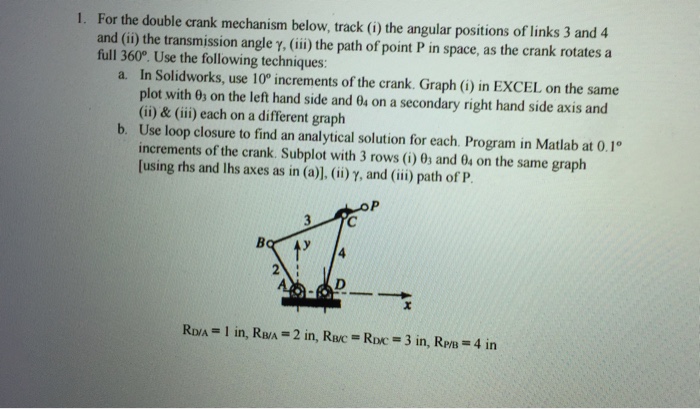 For the double crank mechanism below, track (i) the | Chegg.com