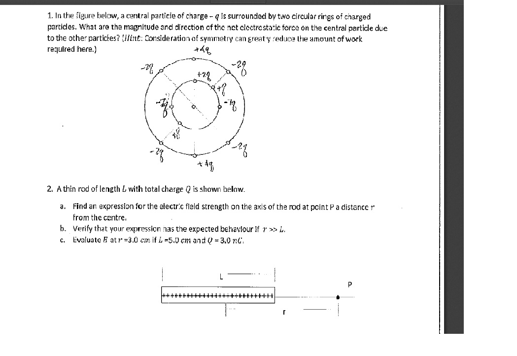 Solved In the figure below, a central particle of charge - q | Chegg.com