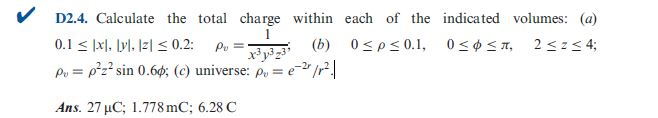 Solved D2.4. Calculate the total charge within each of the | Chegg.com