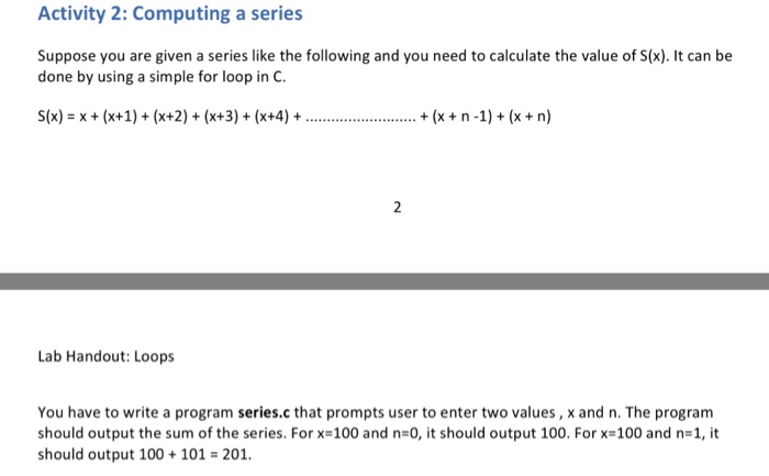 Solved Activity 2: Computing a series Suppose you are given | Chegg.com
