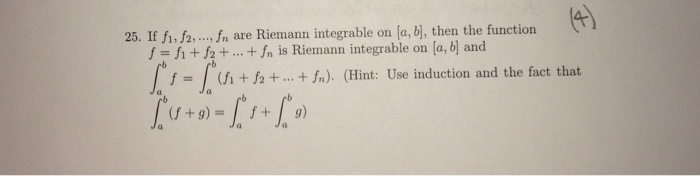 Solved If f_1, f_2 f_n are Riemann integrable on [a, b], | Chegg.com