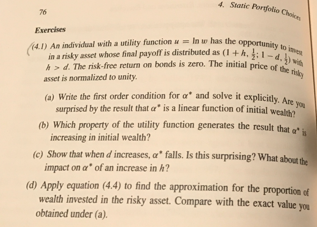 Solved An individual with a utility function u = ln w has | Chegg.com
