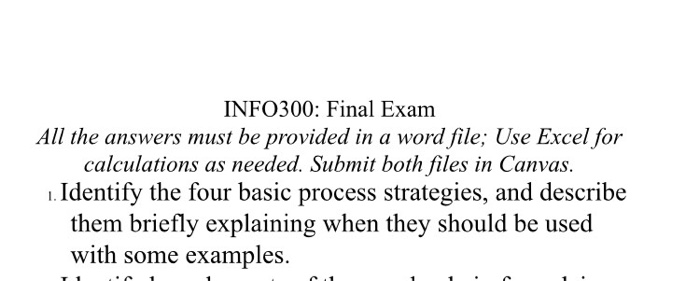 Solved Identify The Four Basic Process Strategies And Chegg