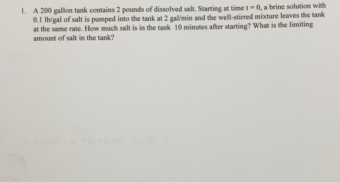 Solved A 200 gallon tank contains 2 pounds of dissolved | Chegg.com