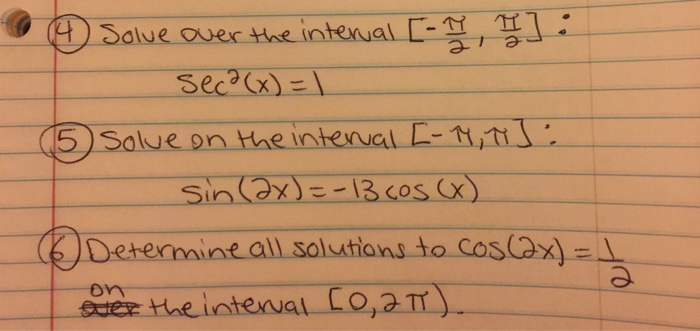 Solved Solve over the interval [- pi/2, pi/2]: sec^2 (x) = 1 | Chegg.com