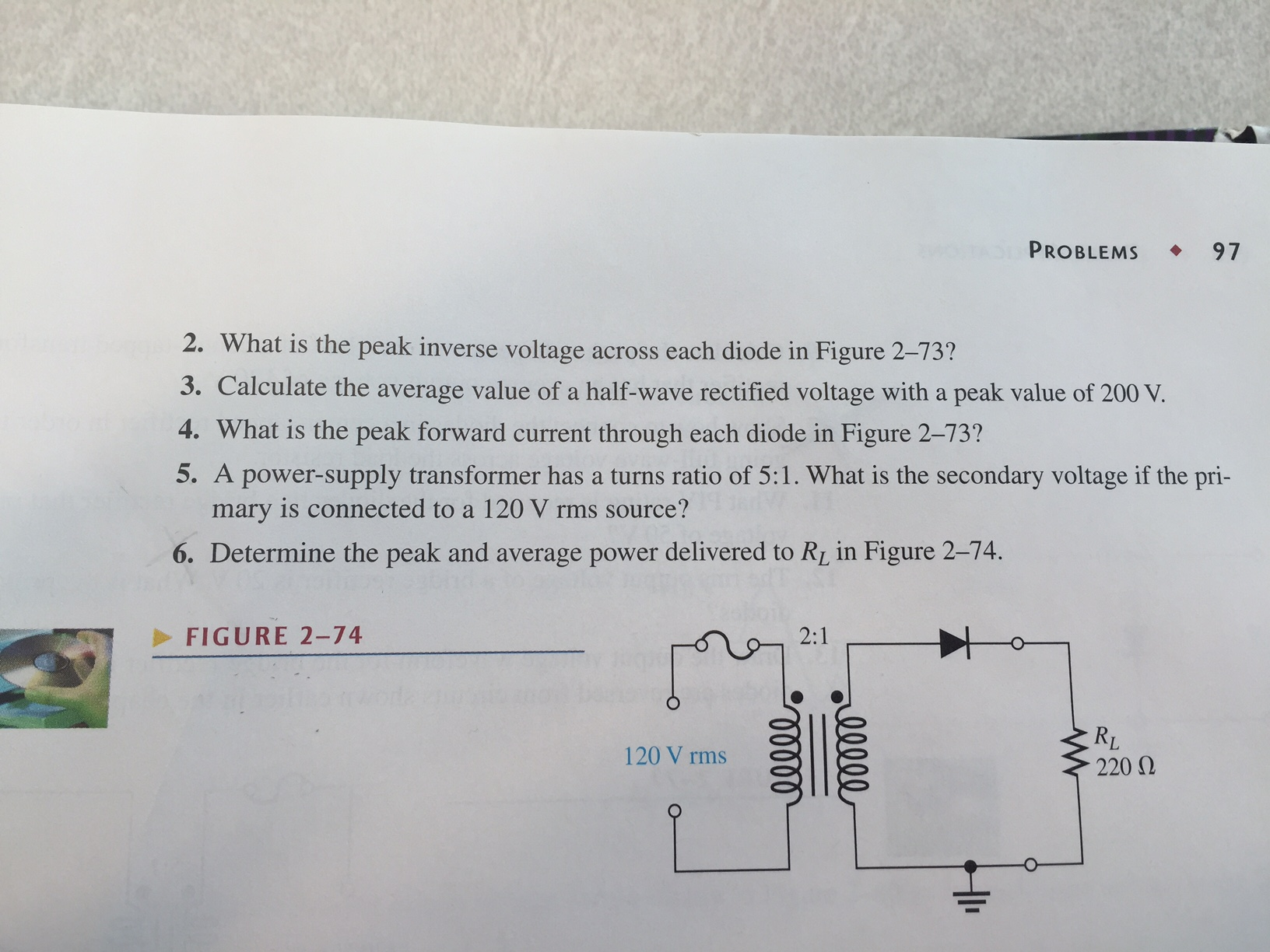 Solved What is the peak inverse voltage across each diode in | Chegg.com