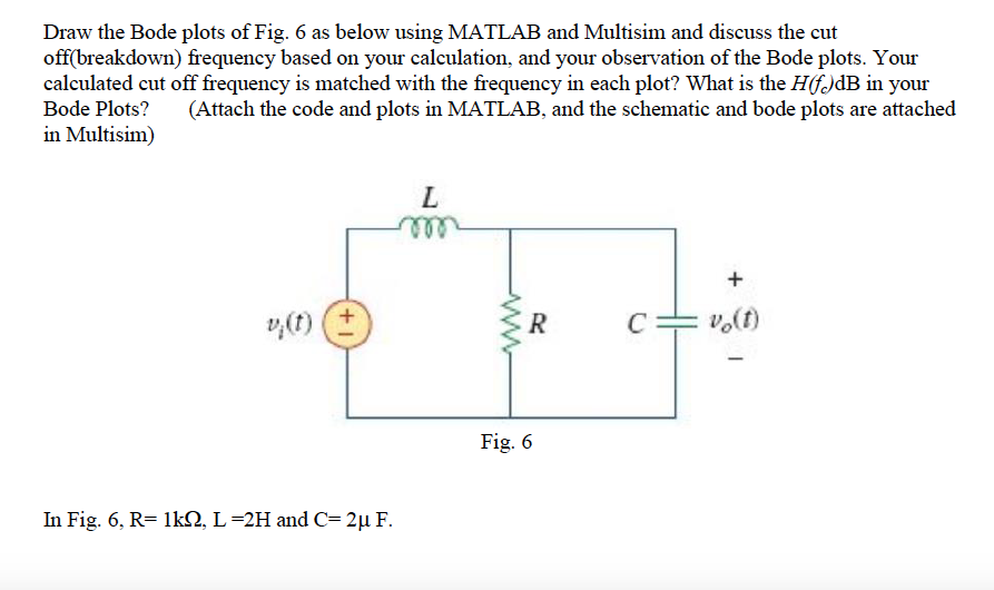 Solved Draw the Bode plots of Fig. 6 as below using MATLAB | Chegg.com