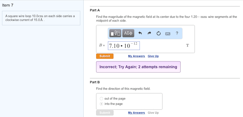 Solved A square wire loop 10.0cm on each side Carries a | Chegg.com