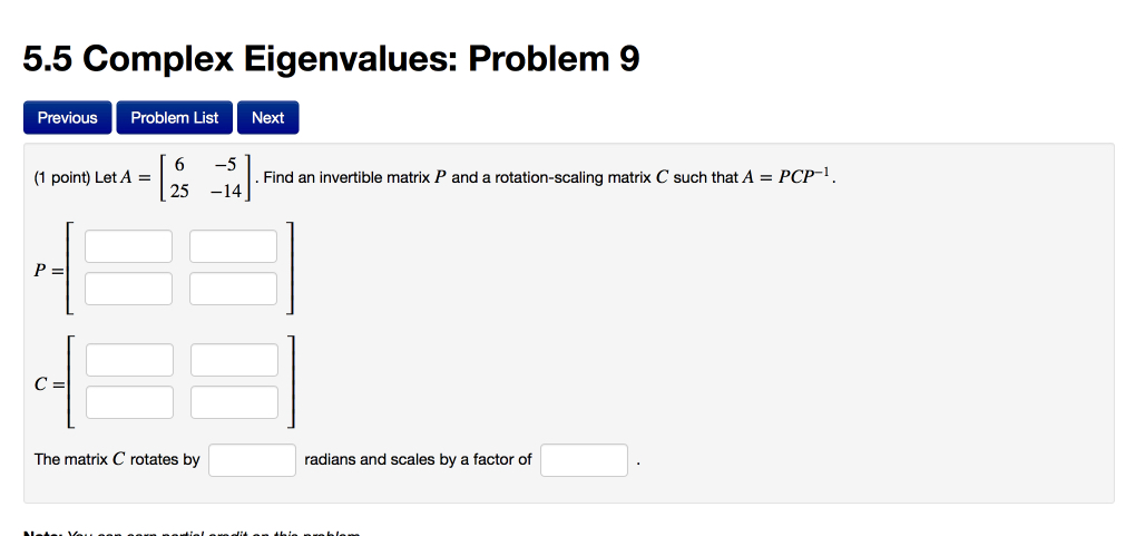 Solved 5.5 Complex Eigenvalues: Problem 9 Previous Problem | Chegg.com