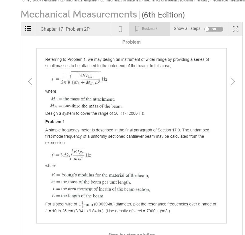 Solved Mechanical Measurements (6th Edition) Chapter 17, | Chegg.com