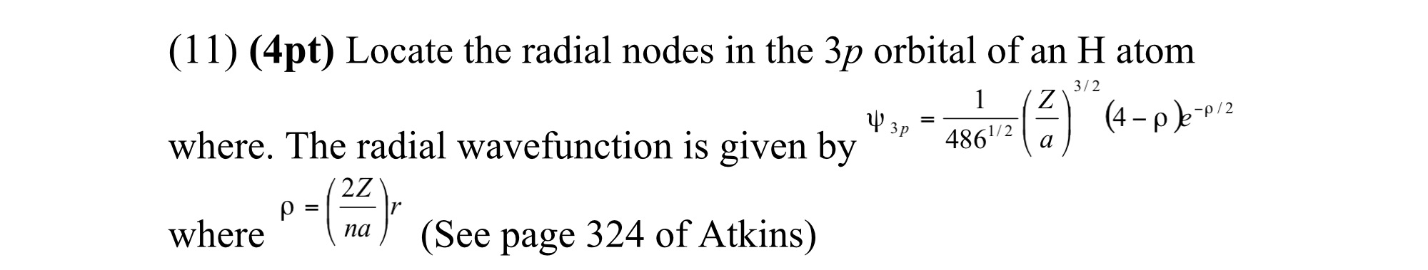 3p Radial Wave Function Of