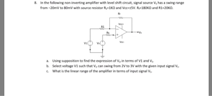 Solved In the following non inverting amplifier with level | Chegg.com