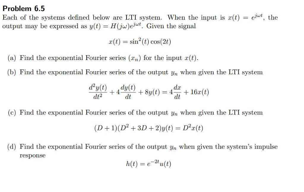 Solved Problem 65 System Output May Be Expressed As Yt
