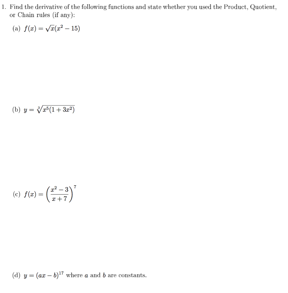 Solved Find The Derivative Of The Following Functions And Chegg solved-find-the-derivative-of-the-following-functions-and-chegg