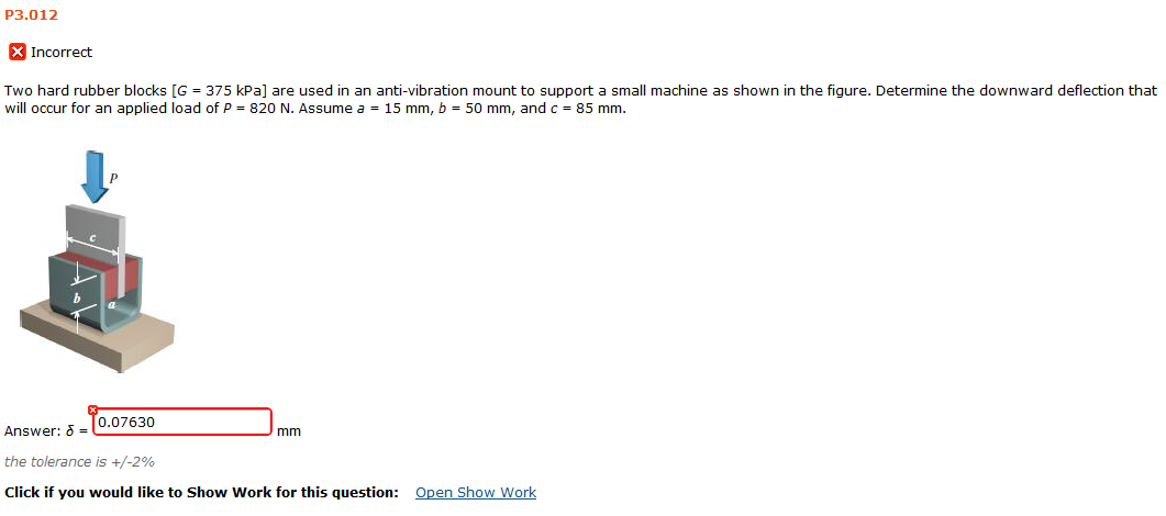 Solved Two hard rubber blocks [G = 375 kPa] are used in an | Chegg.com