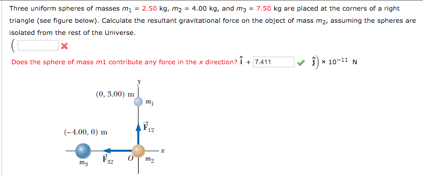 Solved Three uniform spheres of masses m1 = 2.50 kg, m2 = | Chegg.com