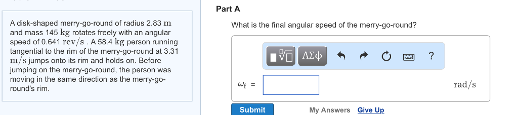 Solved A disk-shaped merry-go-round of radius 2.83 m and | Chegg.com