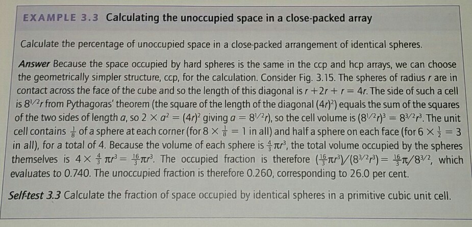 Solved EXAMPLE 3.3 Calculating the unoccupied space in a | Chegg.com