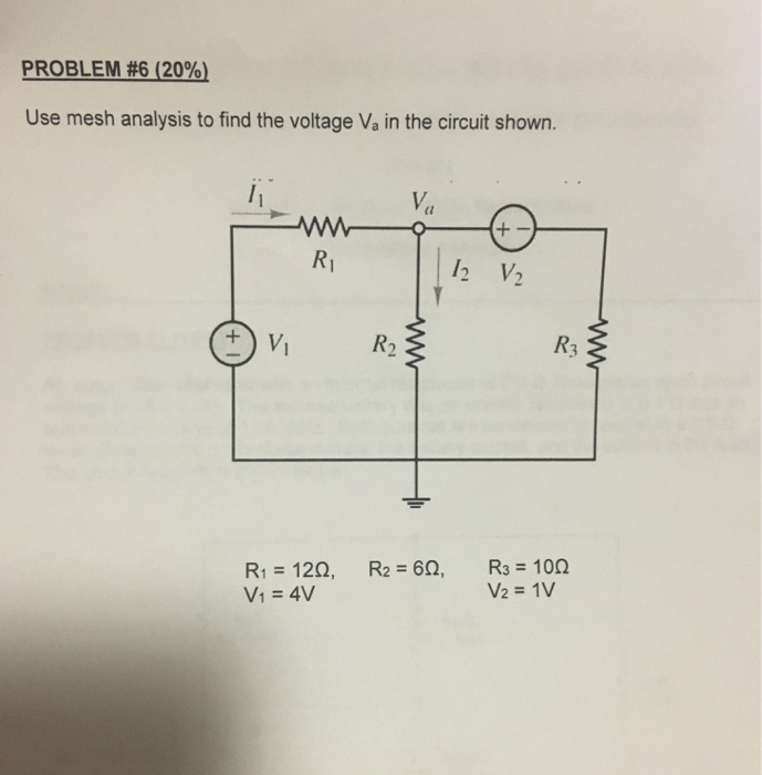 Solved Use mesh analysis to find the voltage V_a in the | Chegg.com