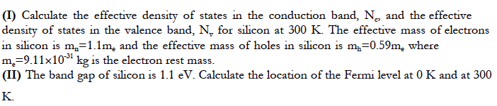Calculate the effective density of states in the | Chegg.com