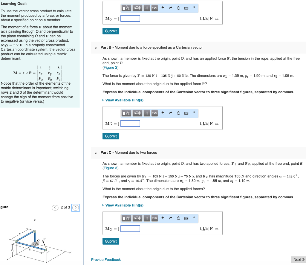 Solved Learning Goal Part A-Moment due to a force specified | Chegg.com